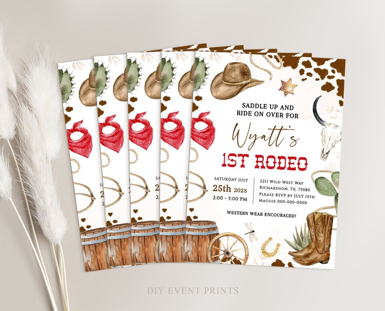 FIRST RODEO Invitation Template Printable Wild West Birthday - Etsy