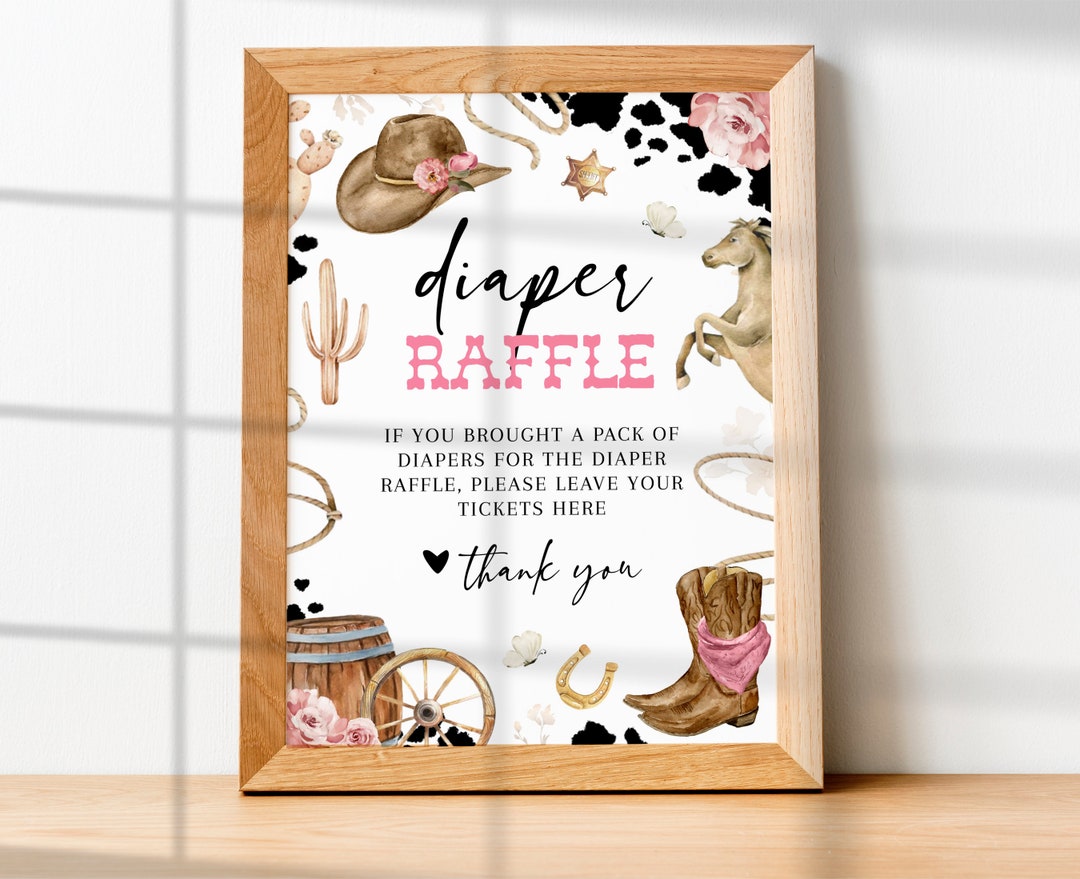 LITTLE COWGIRL Diaper Raffle Sign, Diaper Raffle Ticket Sign, Wild West ...