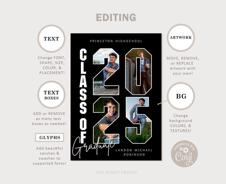 GRADUATION INVITATION Senior 2025, Editable Graduation Announcement ...
