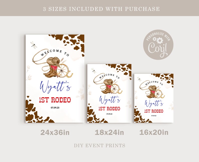 My FIRST RODEO Birthday Welcome Sign Template Printable Wild - Etsy