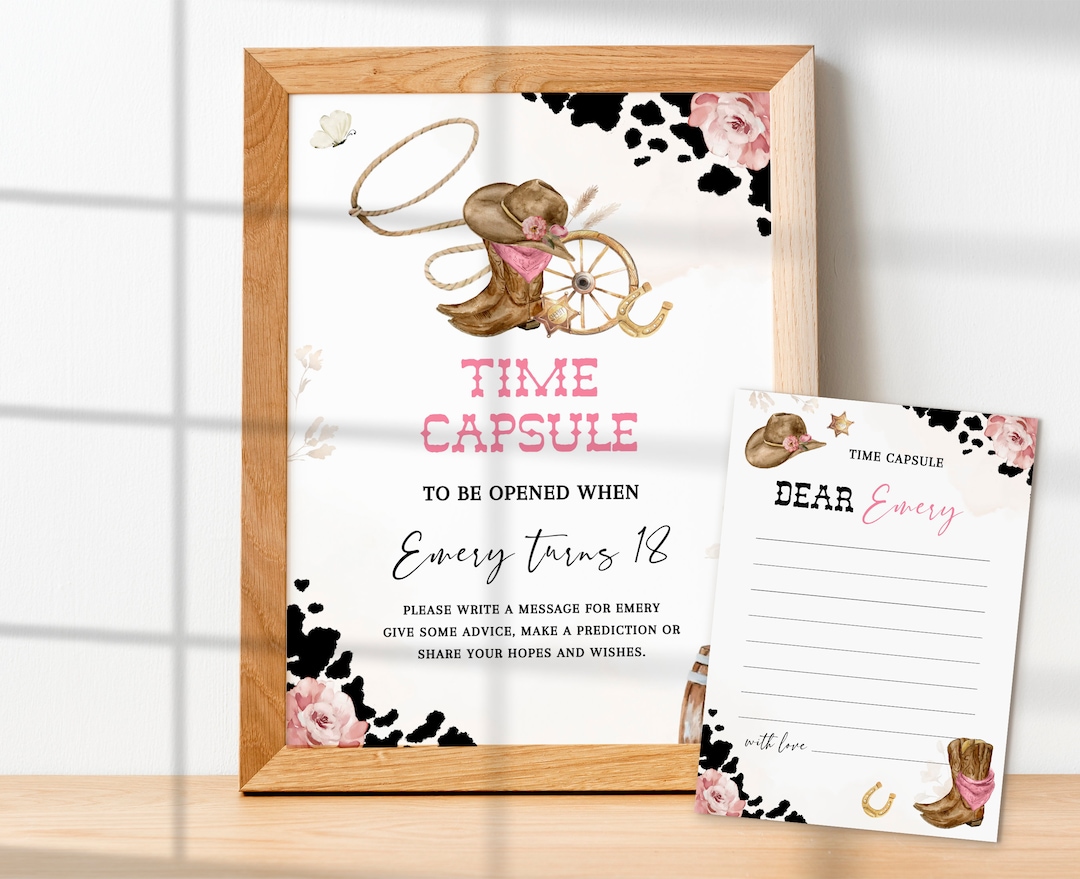 My First Rodeo TIME CAPSULE First Birthday Sign & Card, Editable ...