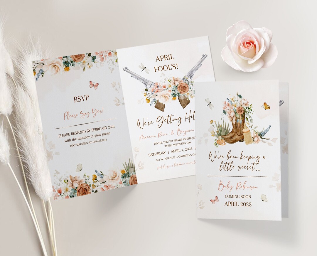 April Fool's Western Wedding Invitation Template, Rustic Wedding ...