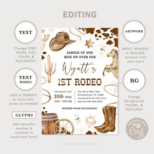 My FIRST RODEO Water Bottle Labels Template, Western Cowboy Custom ...