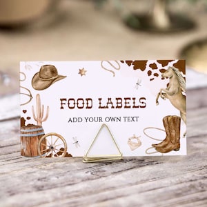 My First Rodeo Western Buffet Card Template, Printable Wild West Food ...