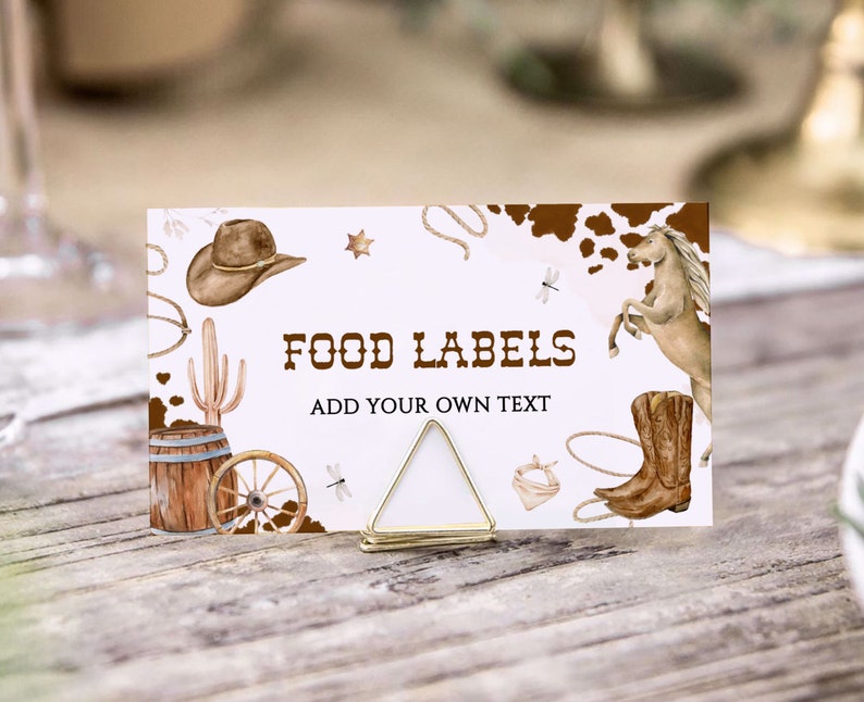 My First Rodeo Western Buffet Card Template, Printable Wild West Food ...