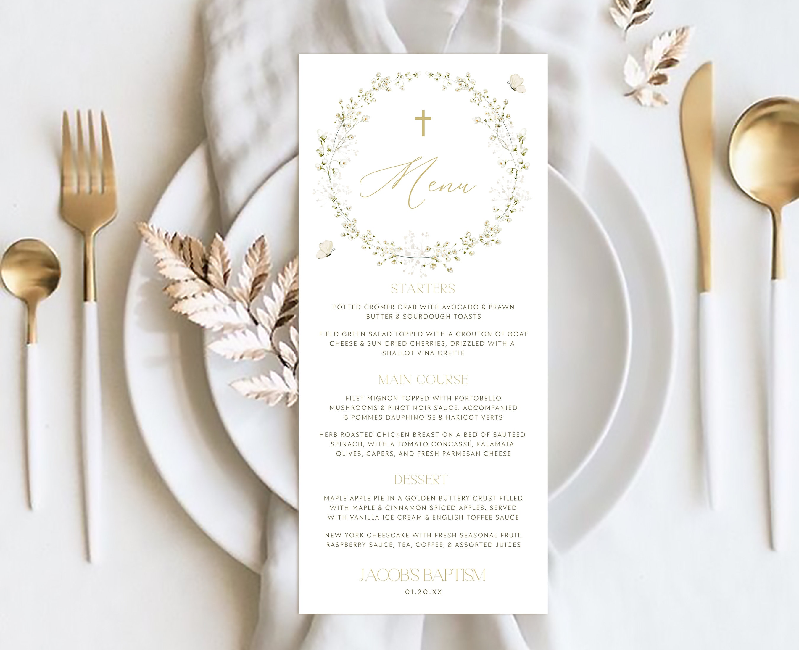 Boy BAPTISM Menu Template First Communion Dinner Menu - Etsy