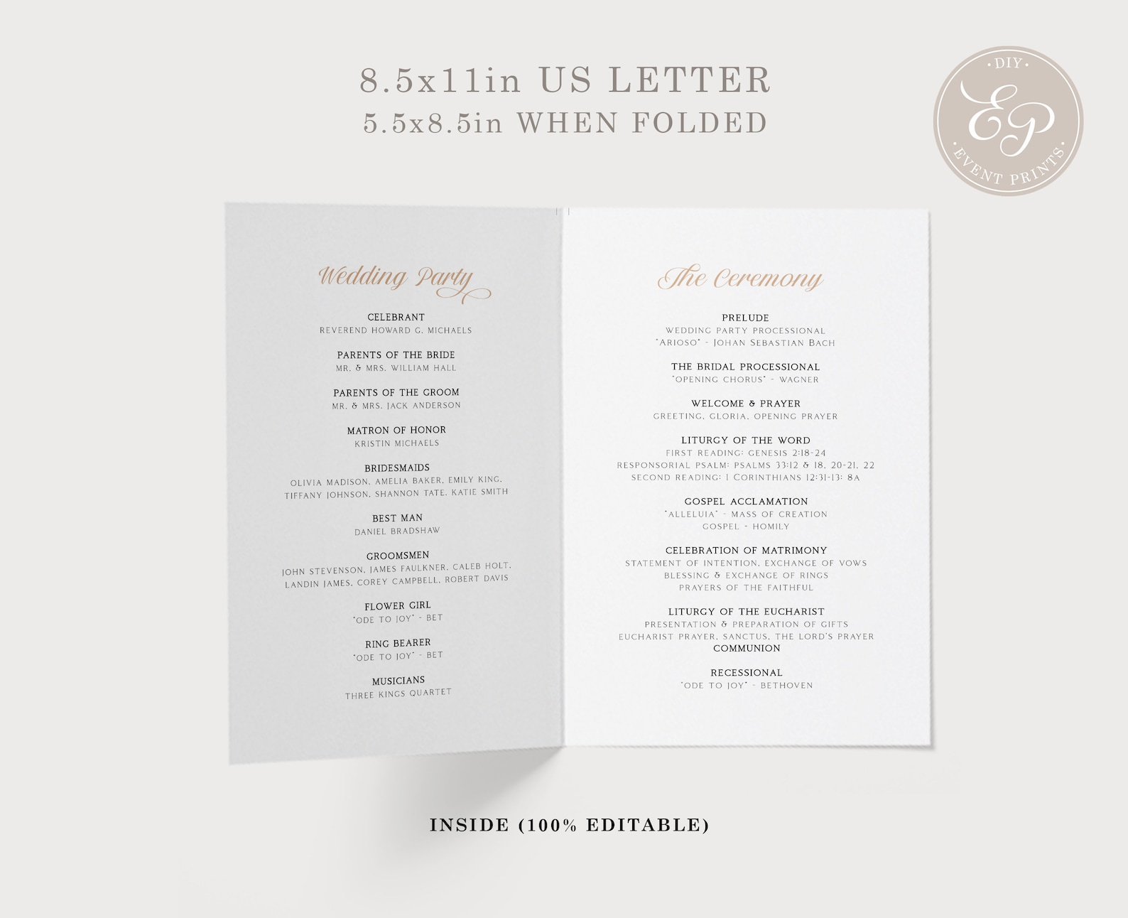 Catholic WEDDING PROGRAM Template Christian Wedding Ceremony - Etsy