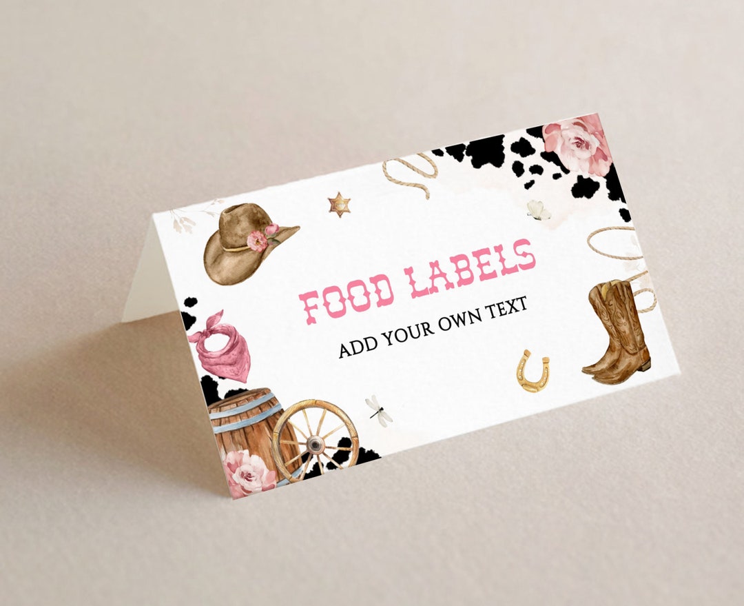 My First Rodeo Western Buffet Card Template, Printable Wild West Food ...