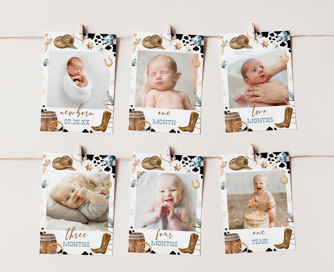 My FIRST RODEO First Birthday Photo Banner Editable Template, Cowboy ...