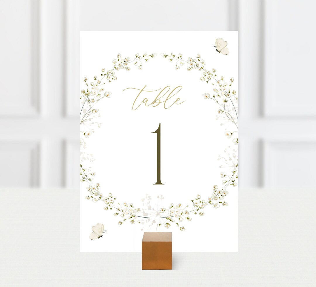 Babys Breath TABLE NUMBER Template, Baptism Table Numbers, First ...