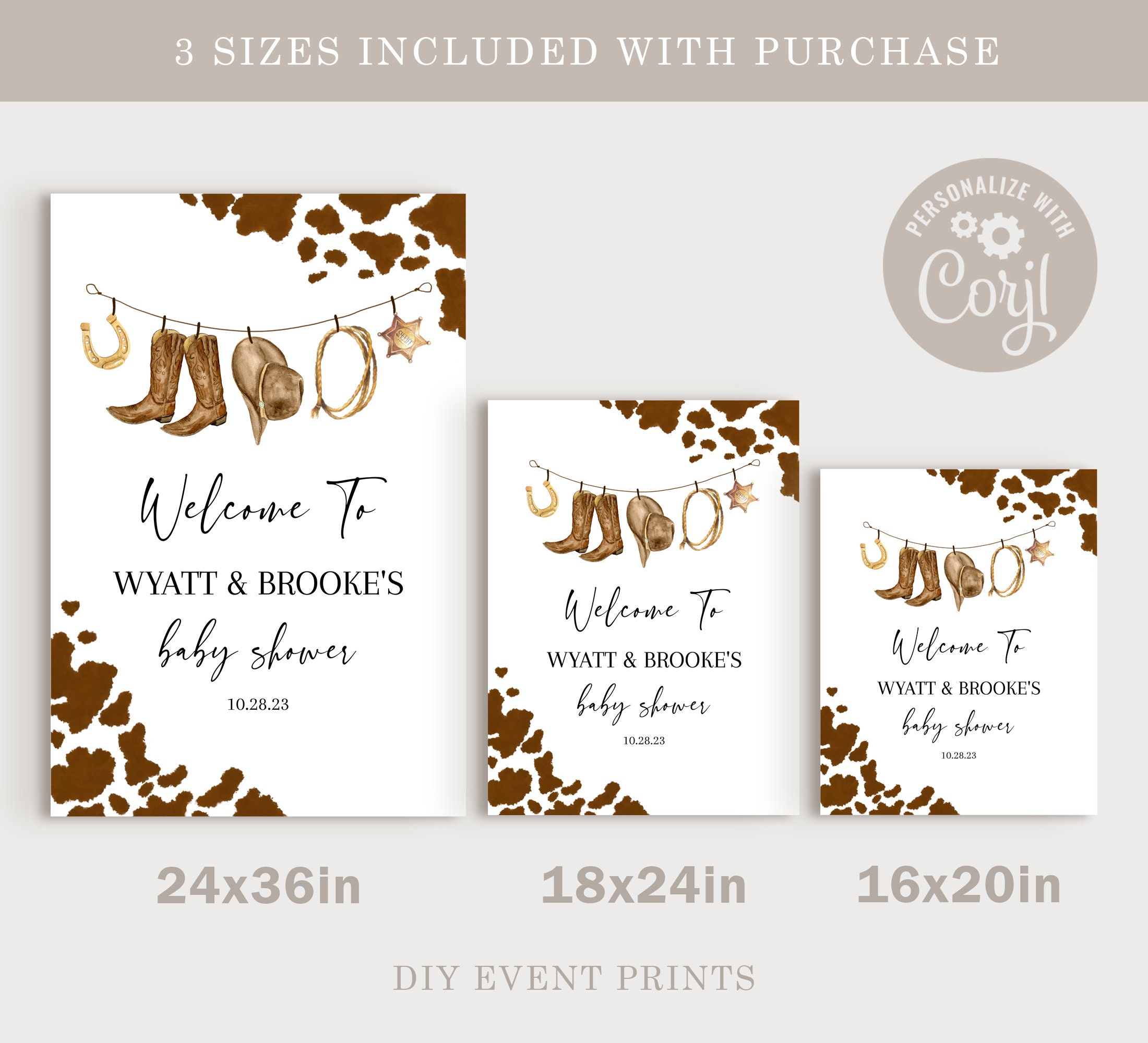 LITTLE COWBOY Baby Shower Welcome Sign | Printable Wild West Baby ...