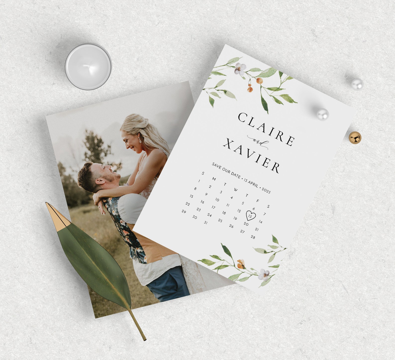 SPRING - 2 Save the Date Card Templates, Printable Wedding Date Card ...