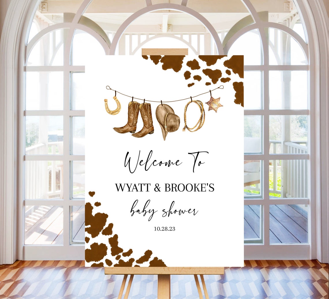 LITTLE COWBOY Baby Shower Welcome Sign Printable Wild West - Etsy