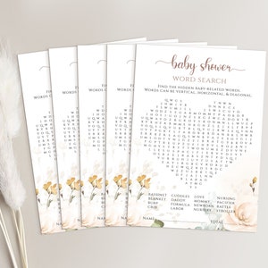 Baby in Bloom Baby Shower Word Search, Garden Baby Shower Word Search ...