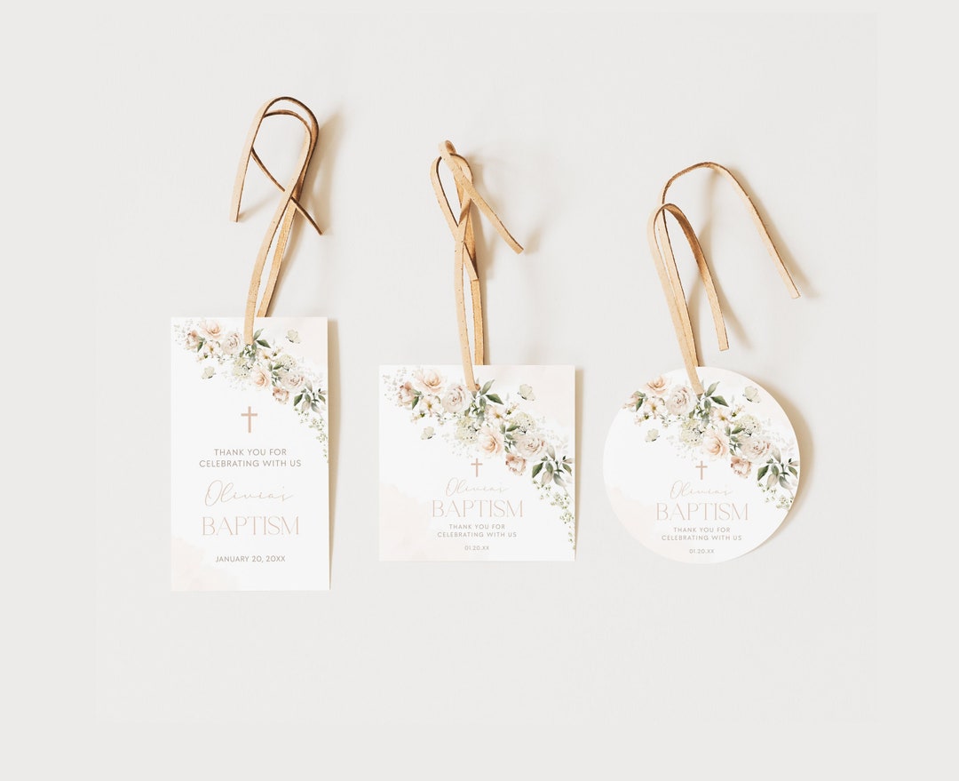 BAPTISM Thank You Tags Template, Baptism Favors Gift Tags Template ...