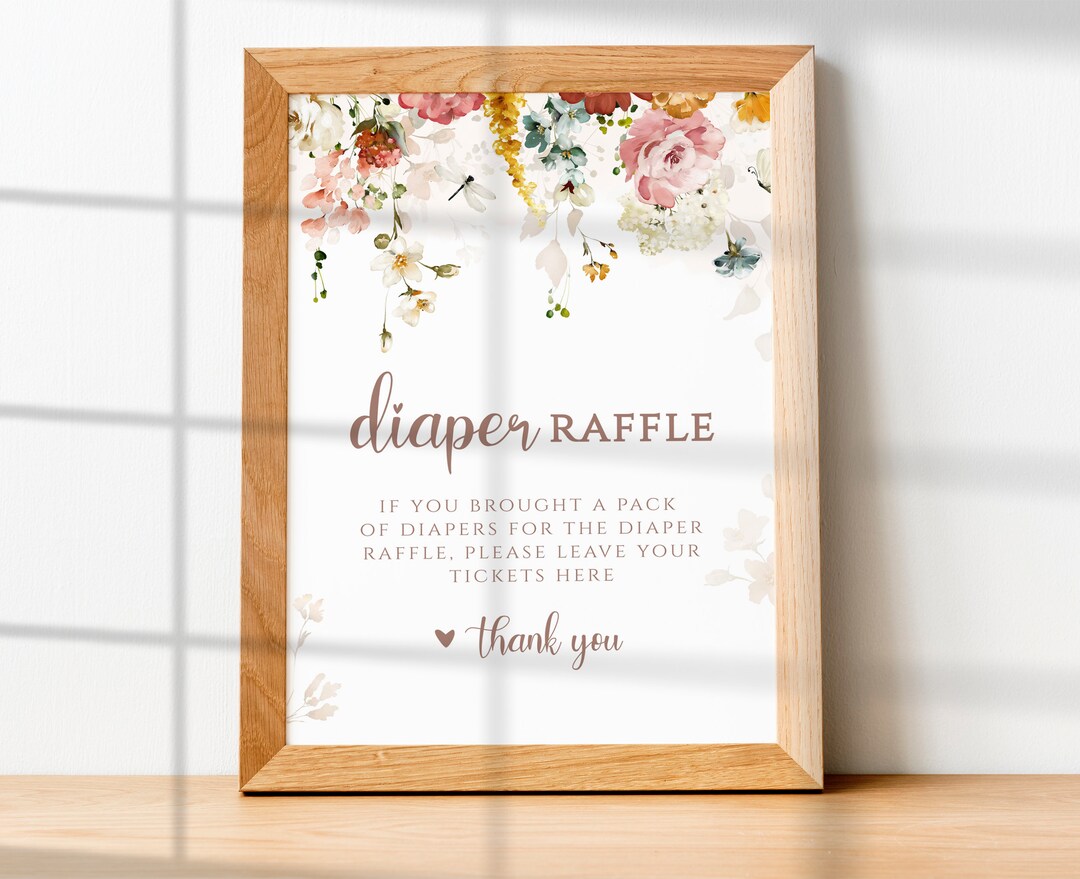 Baby in Bloom Diaper Raffle Sign, Diaper Raffle Ticket Sign, Garden ...