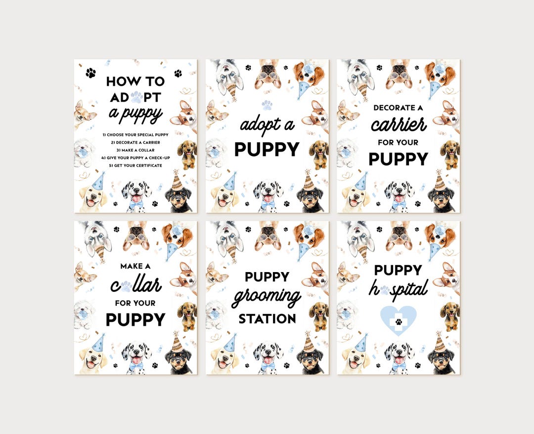 DOG Birthday Party Sign Bundle, Boy Dog Birthday Signs, Puppy Party ...