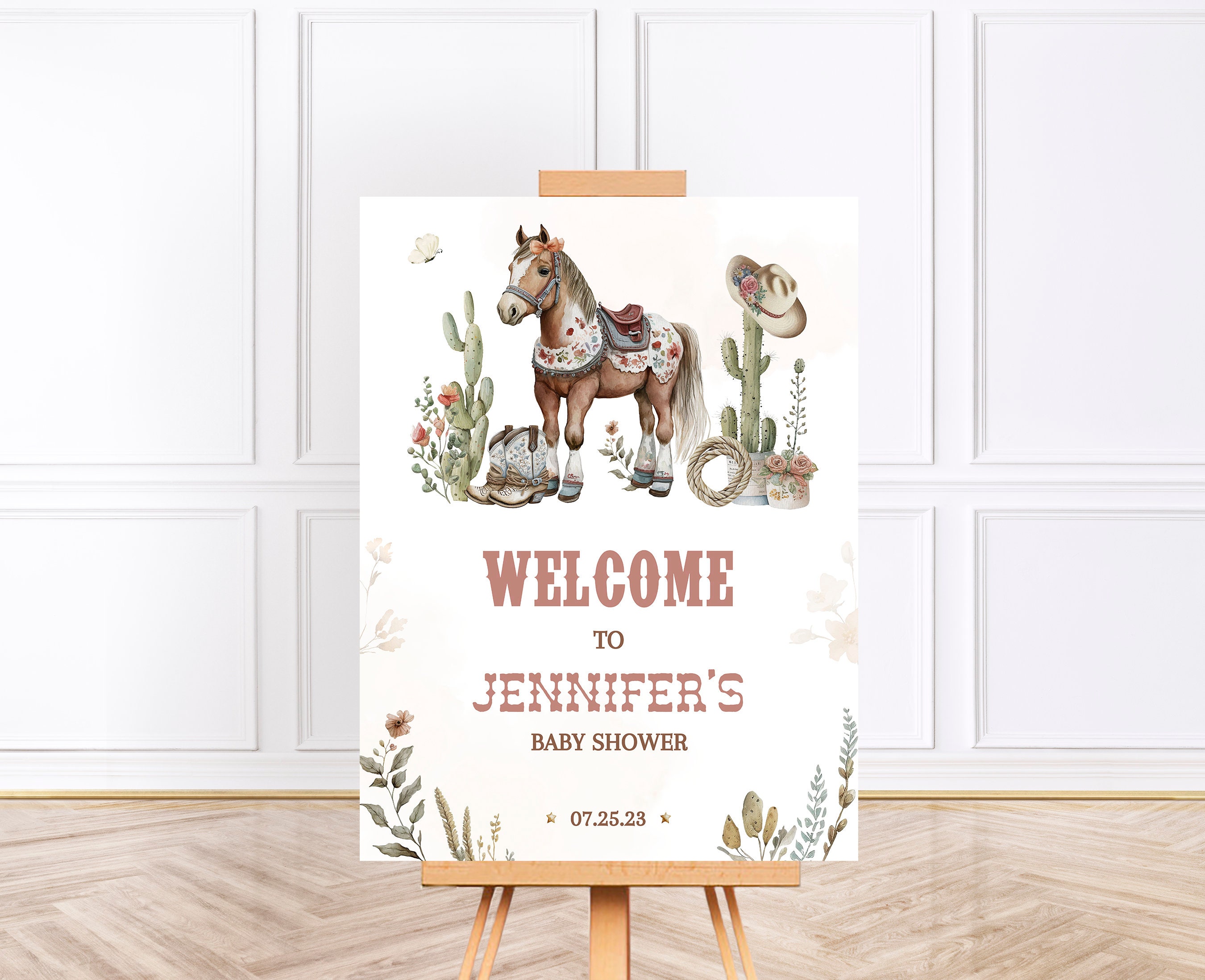 LITTLE COWGIRL Baby Shower Welcome Sign, Printable Wild West Baby ...
