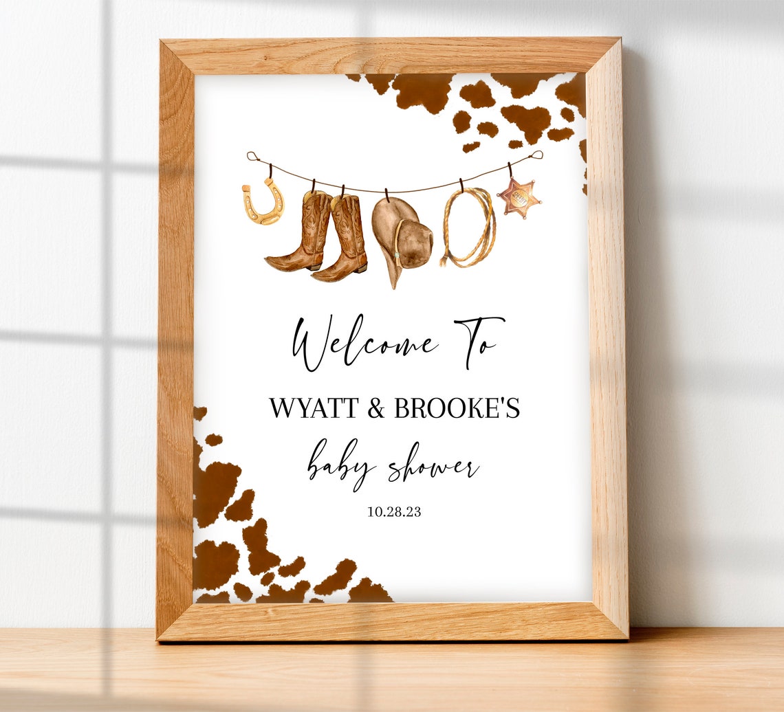 LITTLE COWBOY Baby Shower Welcome Sign | Printable Wild West Baby ...
