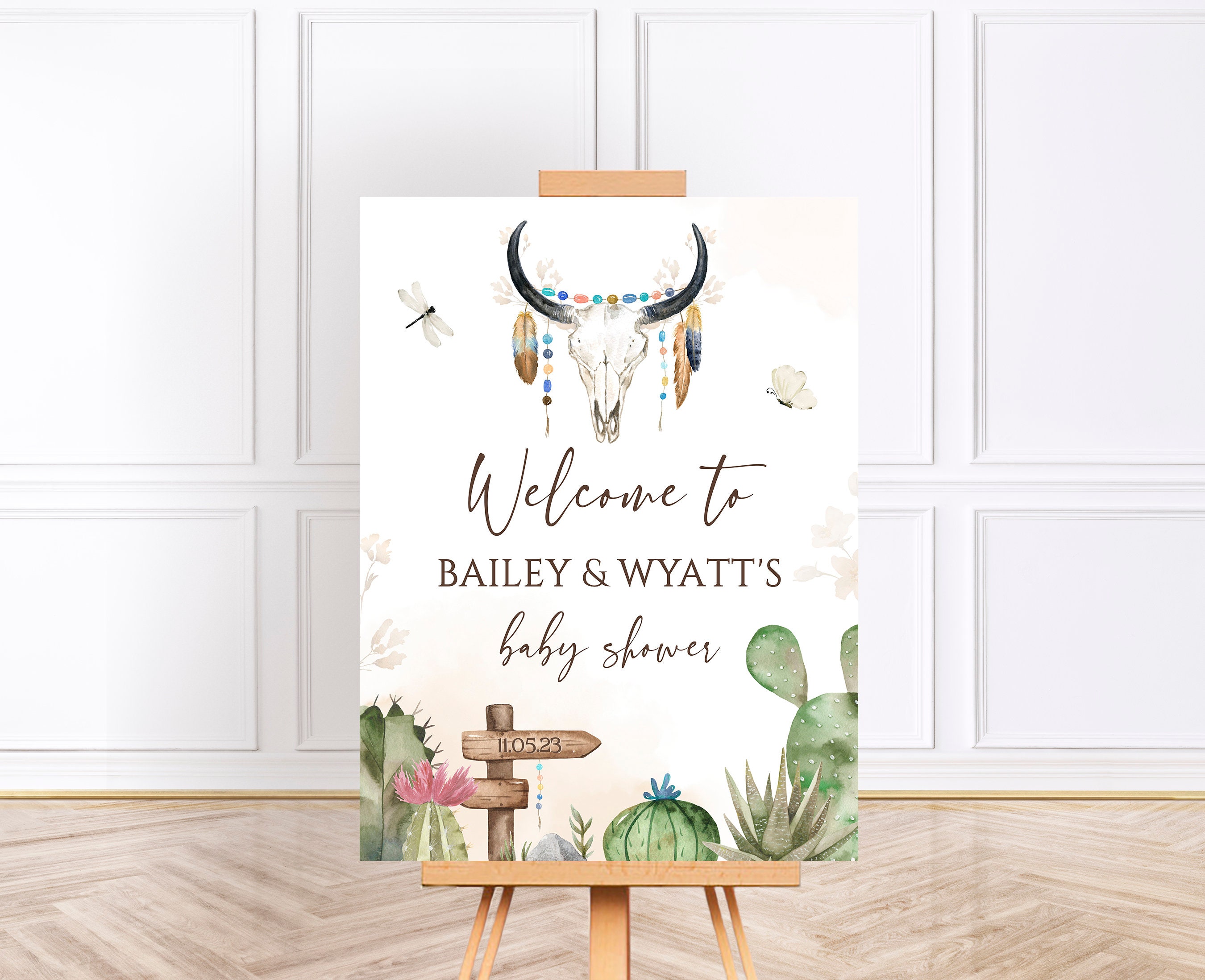 WESTERN Baby Shower Welcome Sign, Printable Wild West Cowboy Baby ...