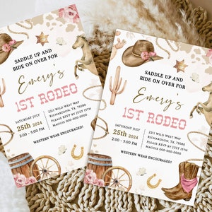 FIRST RODEO Invitation Template, Printable Wild West Birthday Invite ...