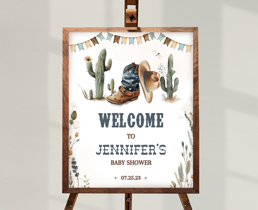 LITTLE COWBOY Baby Shower Welcome Sign | Printable Wild West Baby ...