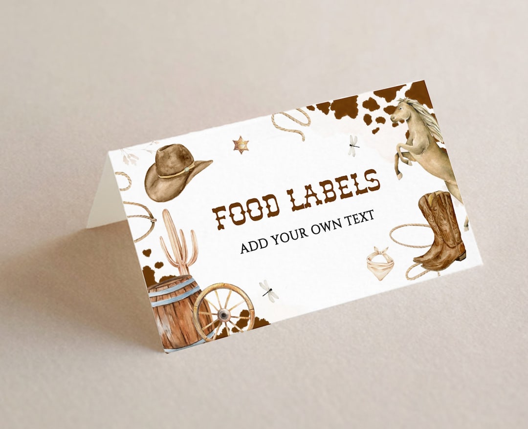 My First Rodeo Western Buffet Card Template, Printable Wild West Food ...