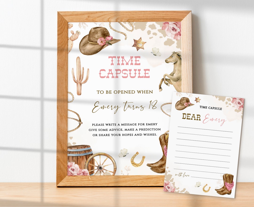 My First Rodeo TIME CAPSULE First Birthday Sign & Card, Editable ...