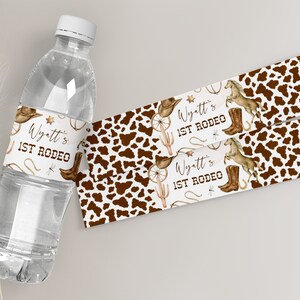 My FIRST RODEO Water Bottle Labels Template, Western Cowboy Custom ...