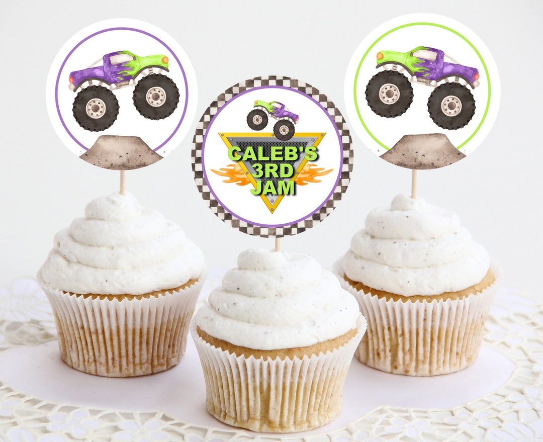 MONSTER TRUCK Cupcake Topper Template, Monster Jam Birthday Cupcake ...