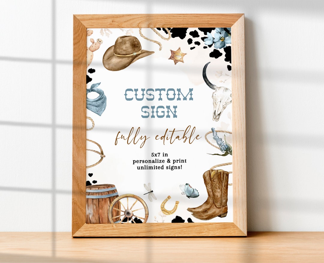 My FIRST RODEO Custom Signs Template Set, Editable Cowboy Birthday ...