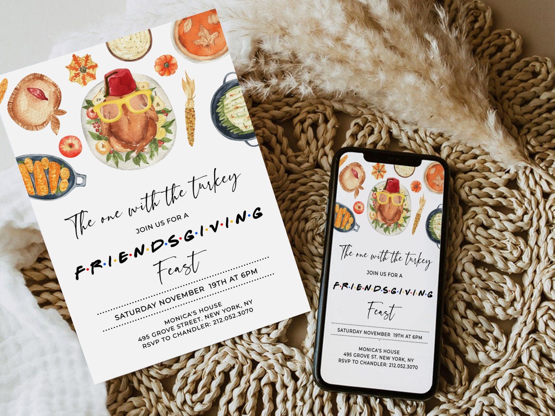 FRIENDSGIVING Invitation Template Holiday Party Invitation - Etsy