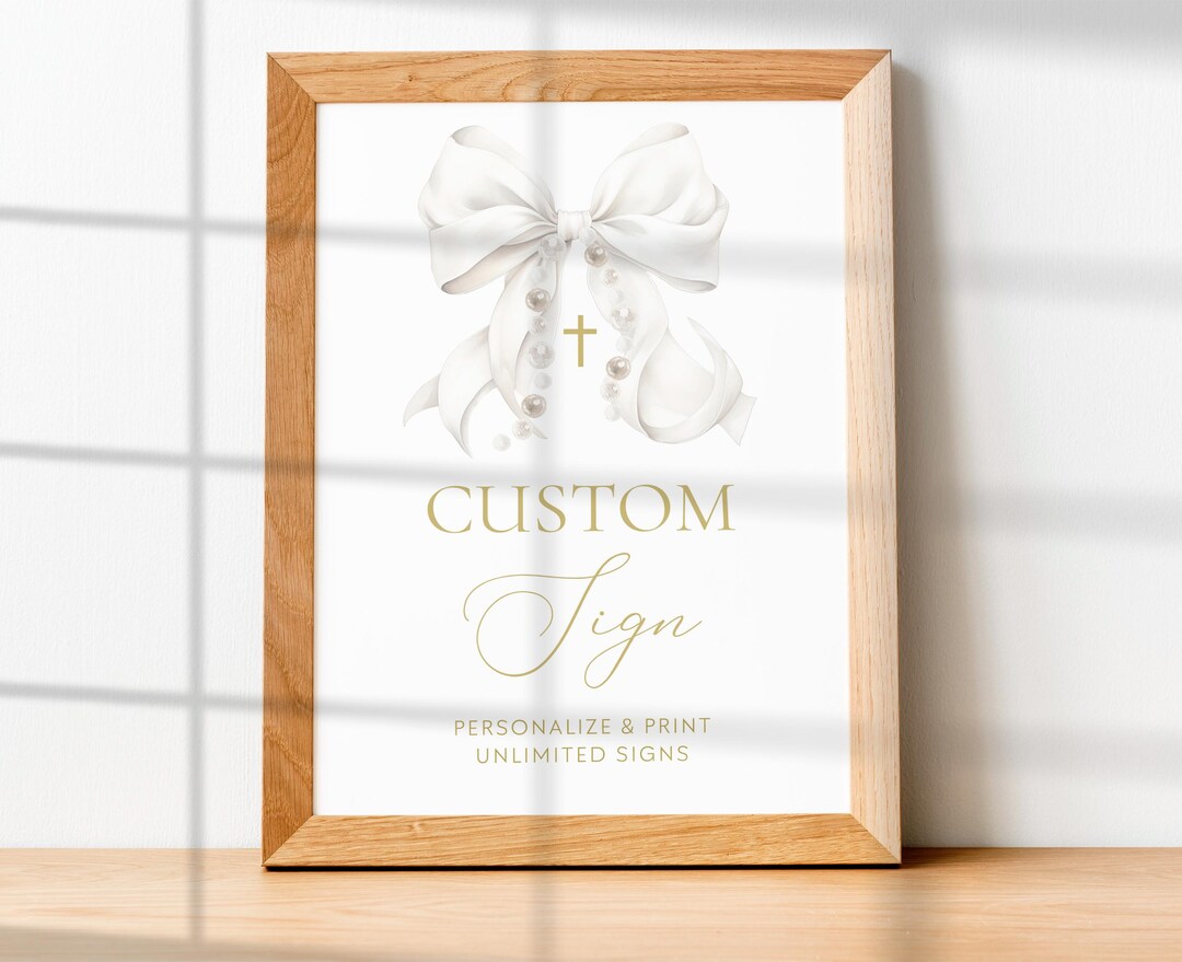White Boy BAPTISM Custom Sign Template Set, First Communion Decorations ...