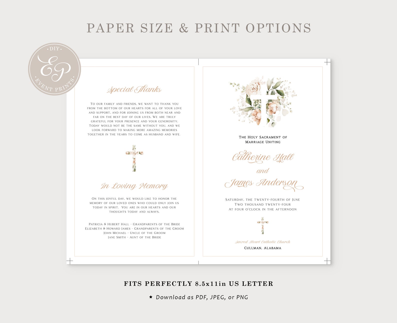 Catholic WEDDING PROGRAM Template Christian Wedding Ceremony - Etsy