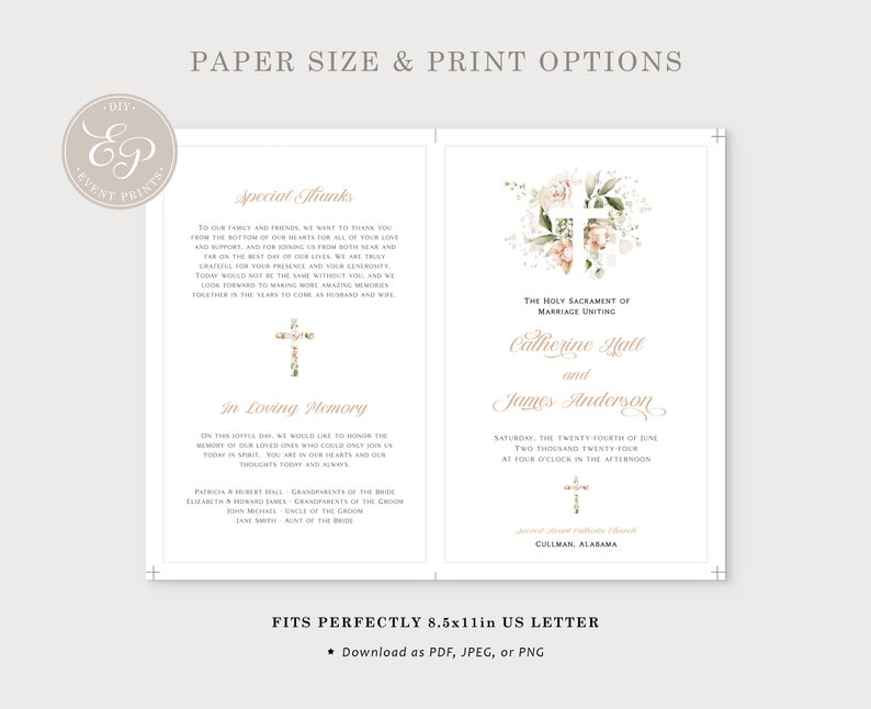 Catholic WEDDING PROGRAM Template Christian Wedding Ceremony - Etsy