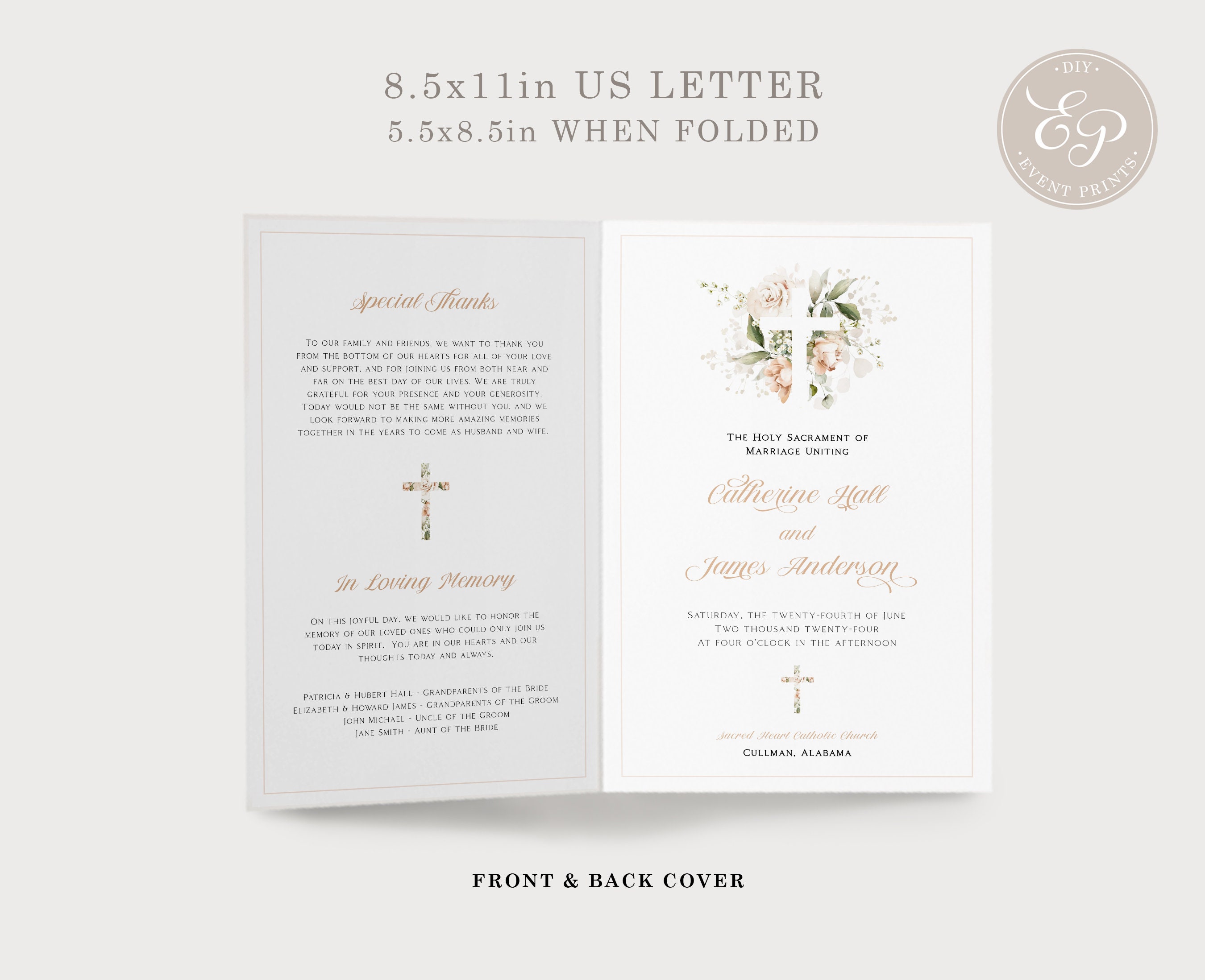 Catholic WEDDING PROGRAM Template Christian Wedding Ceremony - Etsy