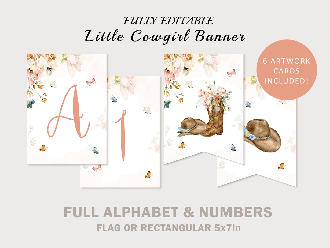 Cowgirl Baby Shower Banner, Western Girl Baby Shower Backdrop Name ...