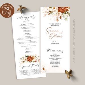 Fall WEDDING PROGRAM Order of Service - Terracotta Wedding Programs ...
