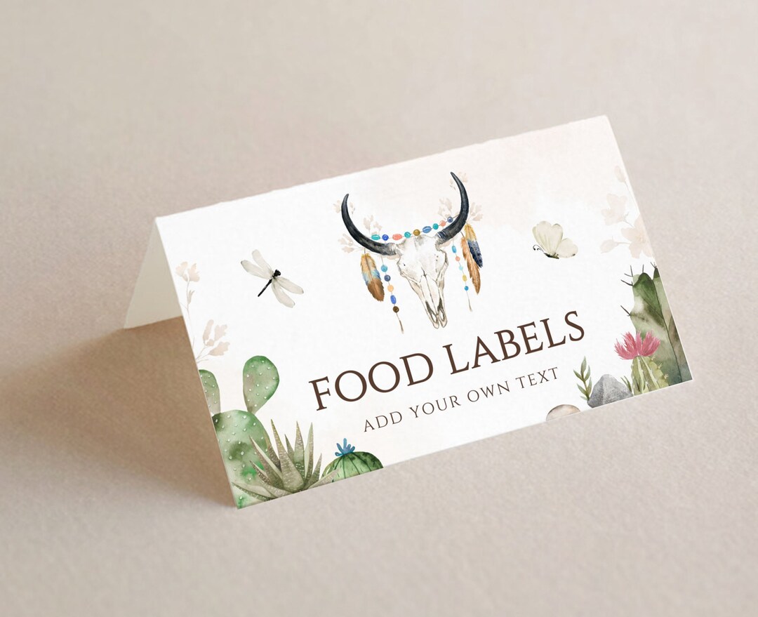 Western Buffet Card Template Set | Editable Printable Wild West Food ...