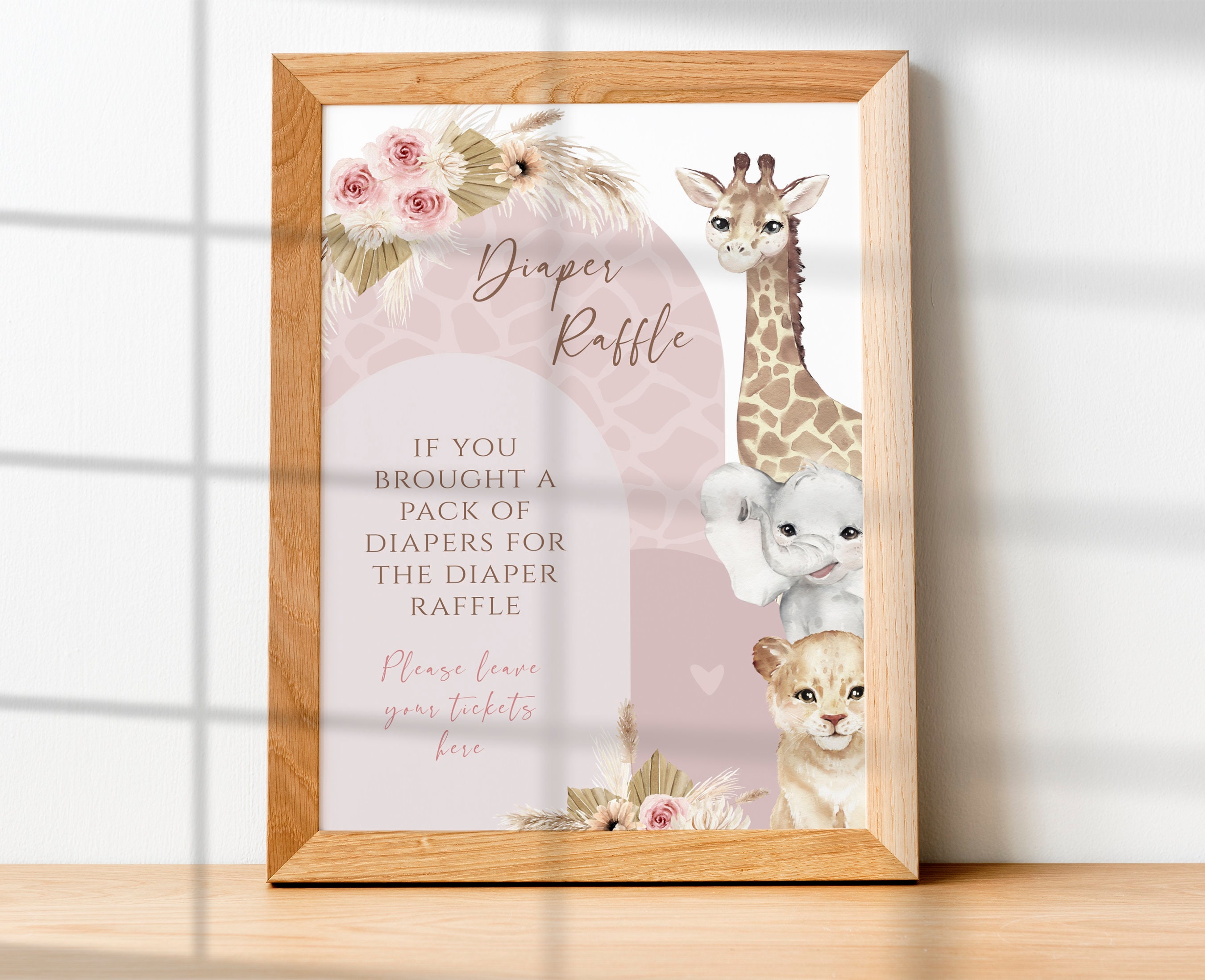Boho Girl Safari Diaper Raffle Sign Diaper Raffle Ticket - Etsy