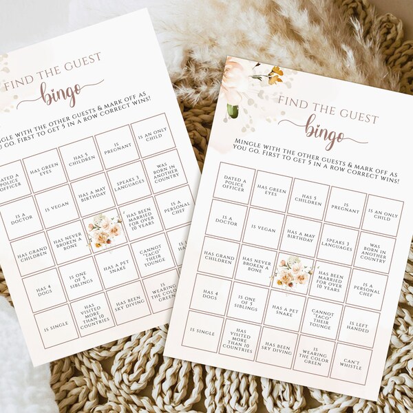 Find the Guest Baby Shower Bingo - Etsy