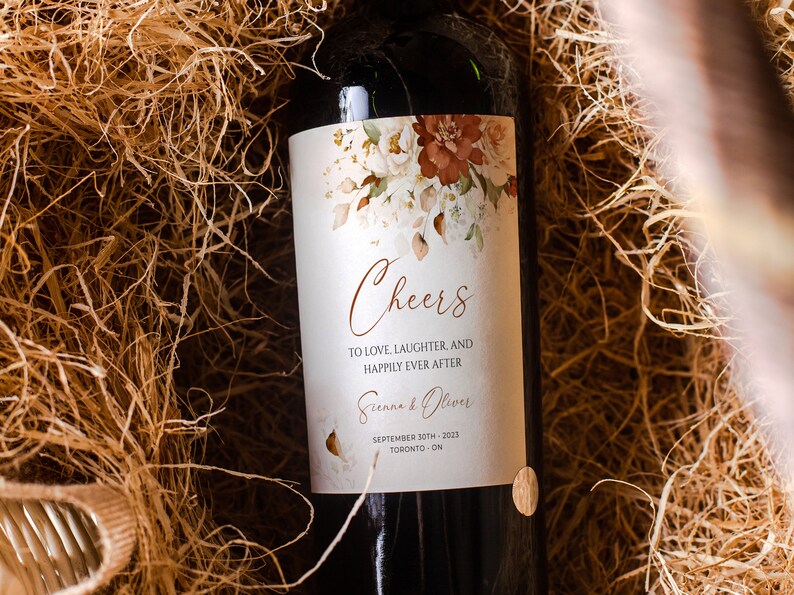 Terracotta Wedding Custom Wine Label Template Wedding Wine - Etsy
