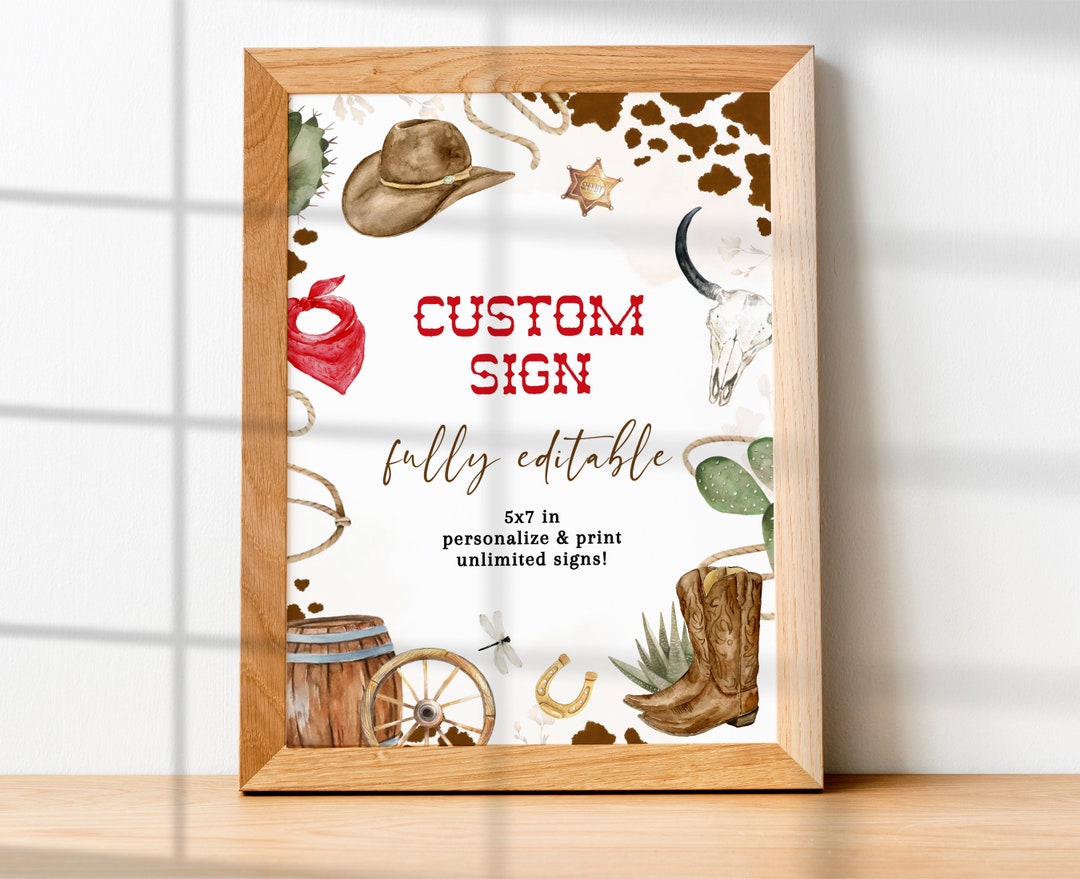 My FIRST RODEO Custom Signs Template Set, Editable Cowboy Birthday ...