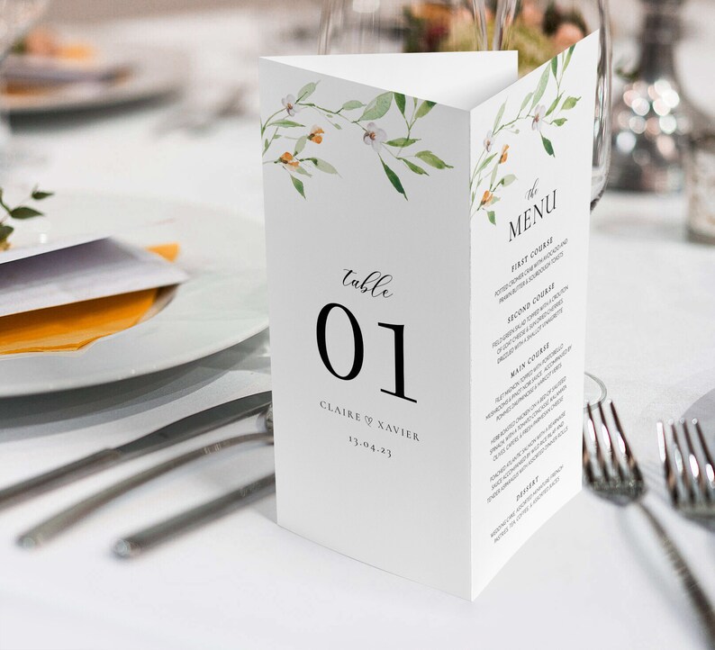 SPRING Wedding Table Number Template Printable Trifold | Etsy