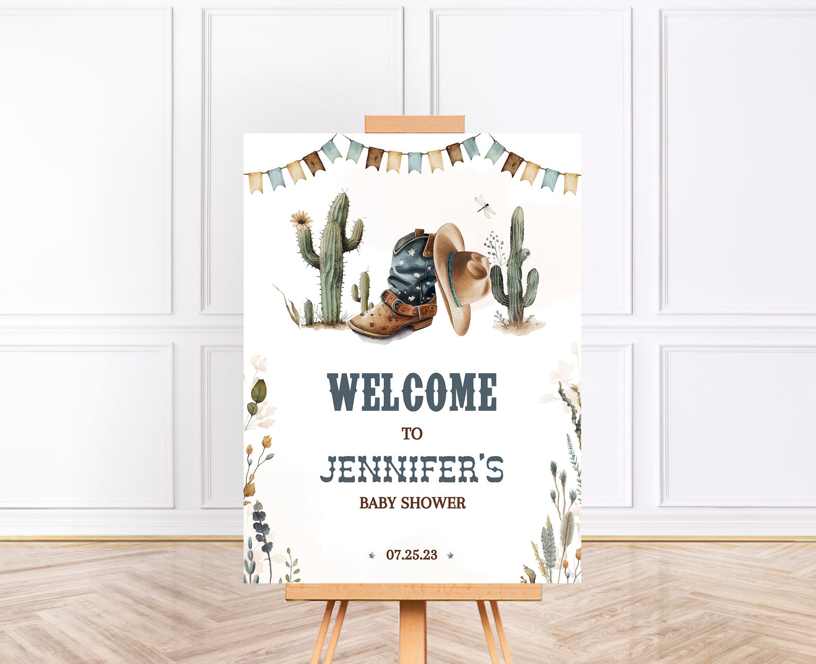 LITTLE COWBOY Baby Shower Welcome Sign | Printable Wild West Baby ...