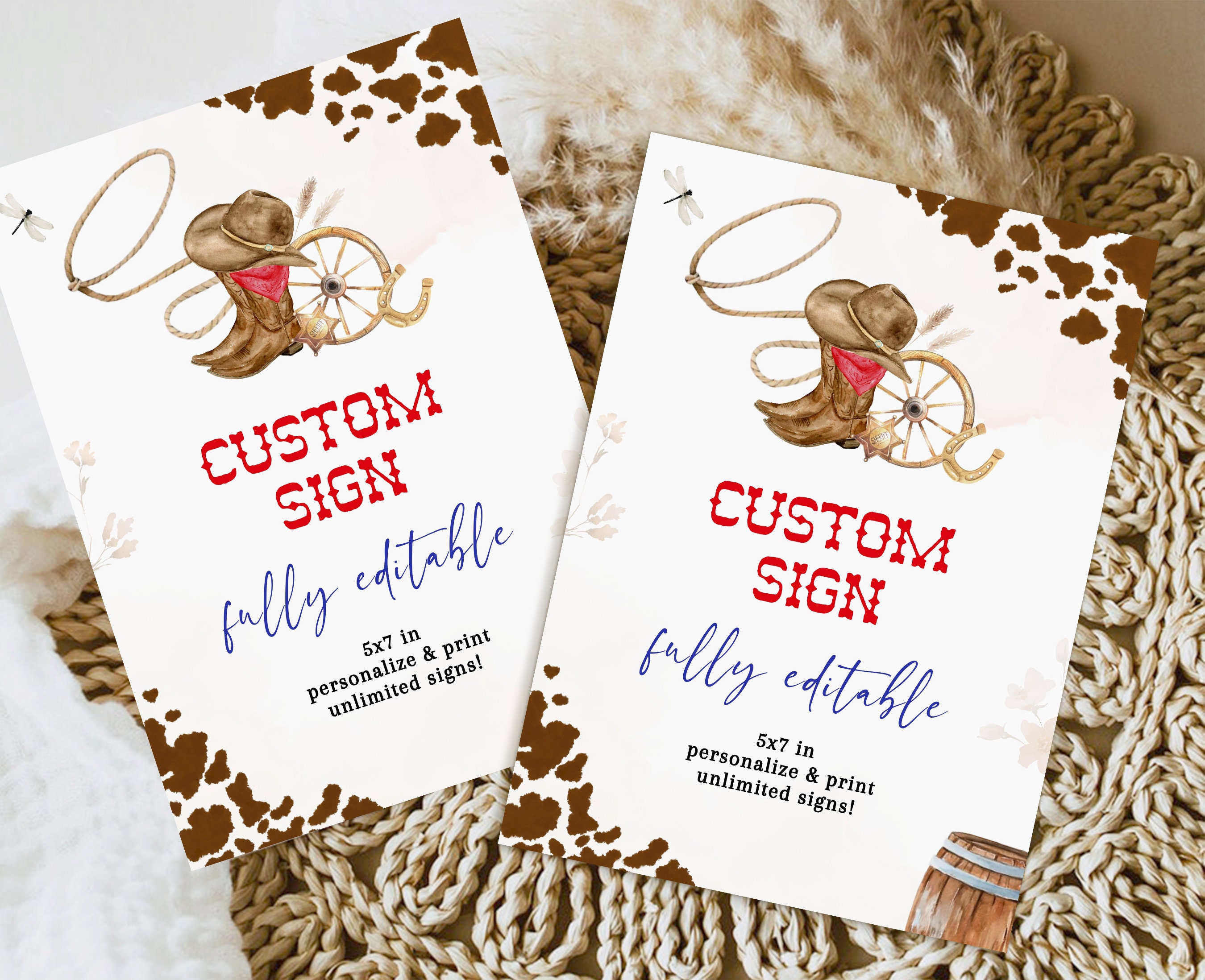 My FIRST RODEO Custom Signs Template Set, Editable Cowboy Birthday ...