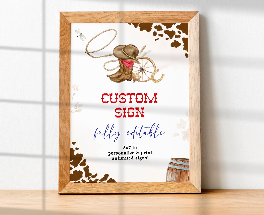 My FIRST RODEO Custom Signs Template Set, Editable Cowboy Birthday ...