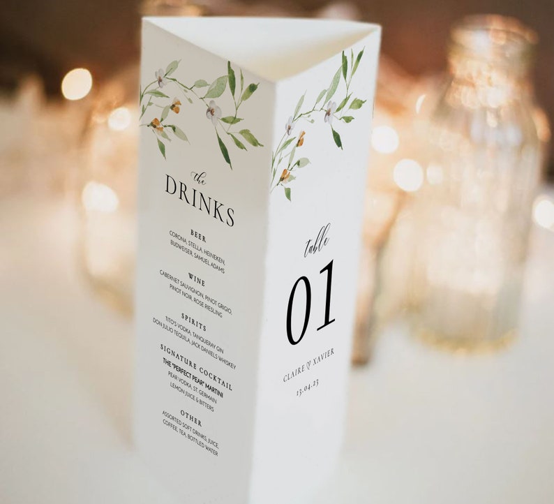 SPRING Wedding Table Number Template Printable Trifold - Etsy