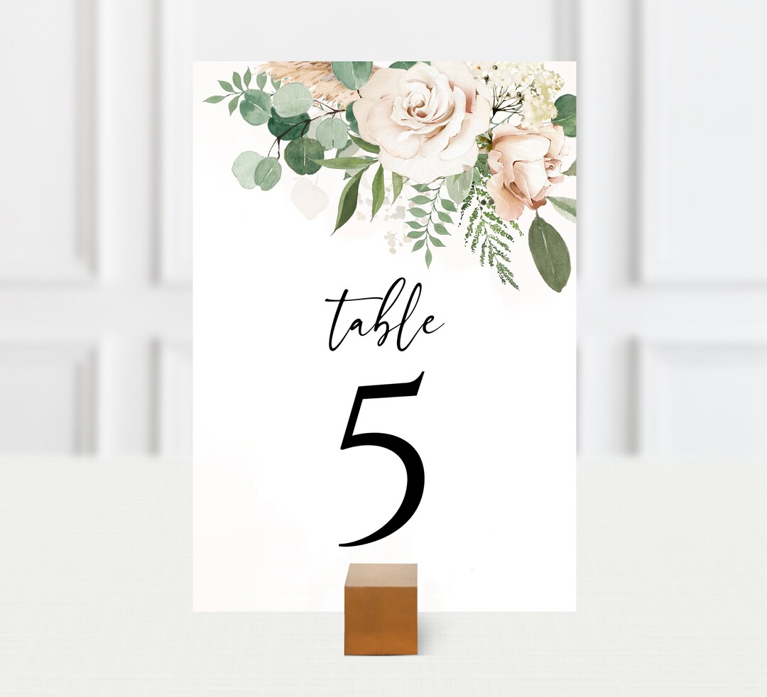 Sage Green Table Numbers Wedding Template - Eucalyptus Wedding Table ...