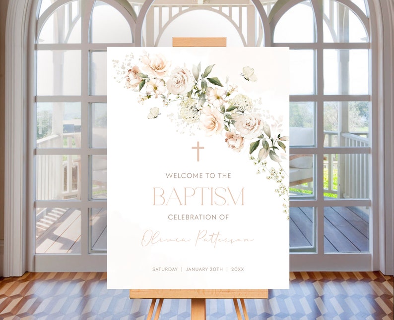 BAPTISM Invitation WELCOME Sign Template First Communion - Etsy